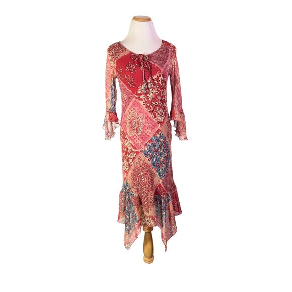 Hype | Dresses | Vintage Y2k Hype Size 2 Chiffon Dress Ruffle Biascut ...